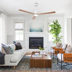 Sevenine Splenda 52 in. Indoor Matte White Modern Ceiling Fan with Light and ABS Blades ...