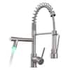 FLG Pull Down Kitchen Sink Faucet With LED Light Commercial Kitchen ...