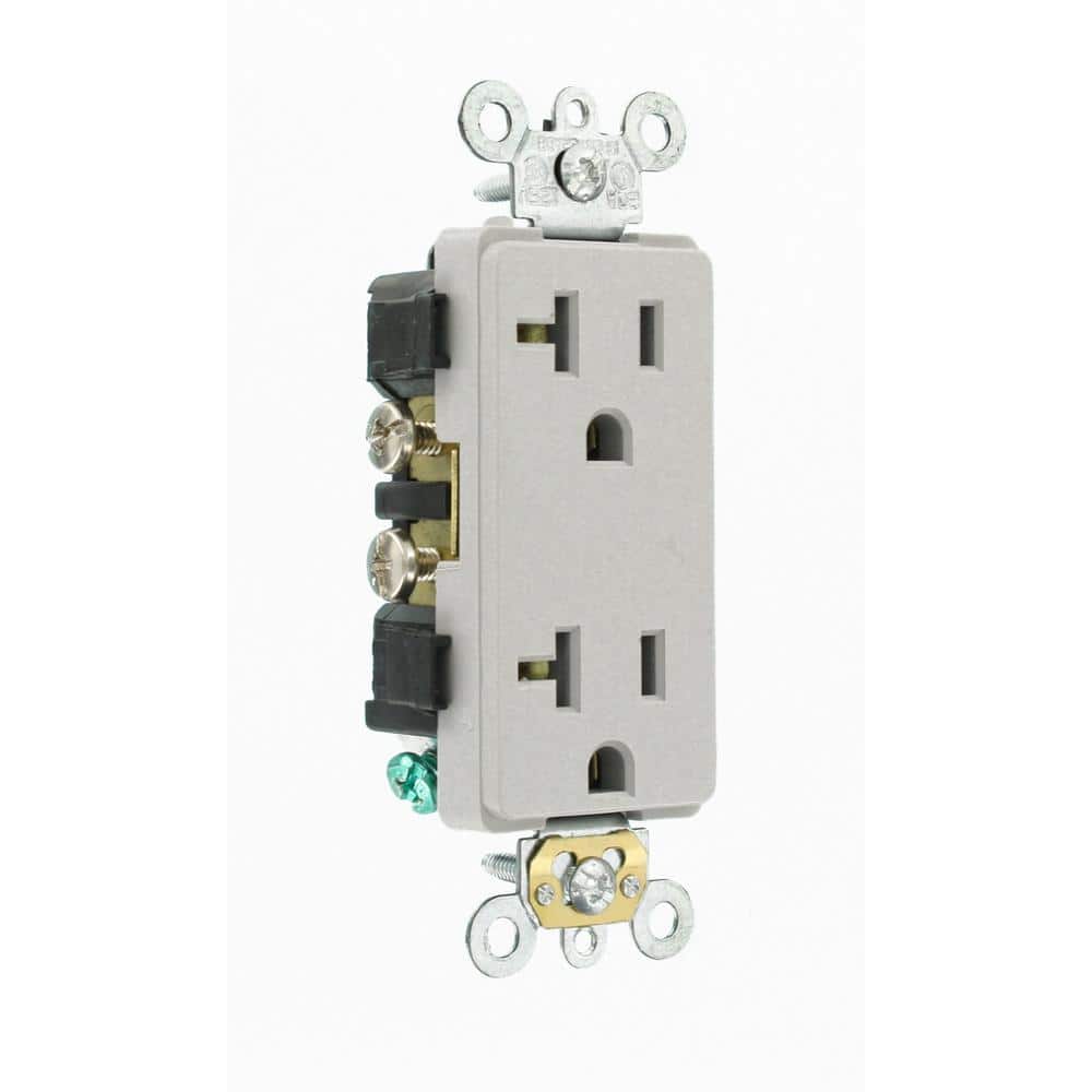 Leviton Decora Plus 20 Amp 125 V Industrial Grade Duplex Outlet ...