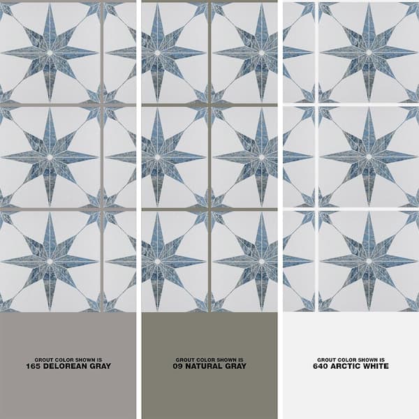 Merola Tile Cassis Stella Blue 9-3/4 in. x 9-3/4 in. Porcelain Floor ...