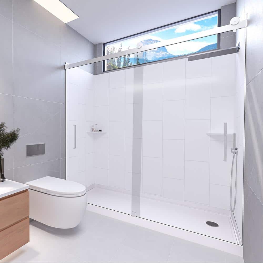 NuVo Winter White-Tetherow 60 in. x 36 in. x 83 in. Base/Wall/Door ...