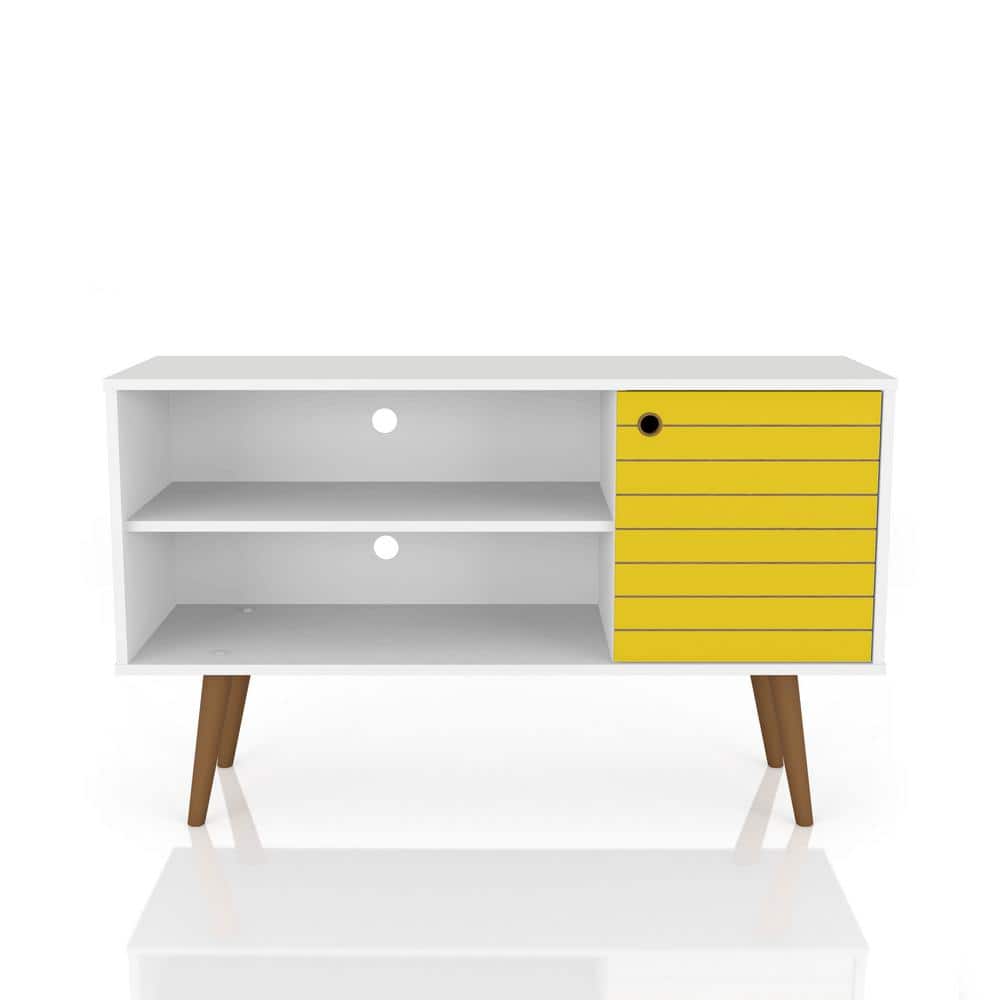 Manhattan Comfort Liberty 42.52 in. White and Yellow TV Stand Fits TVs ...