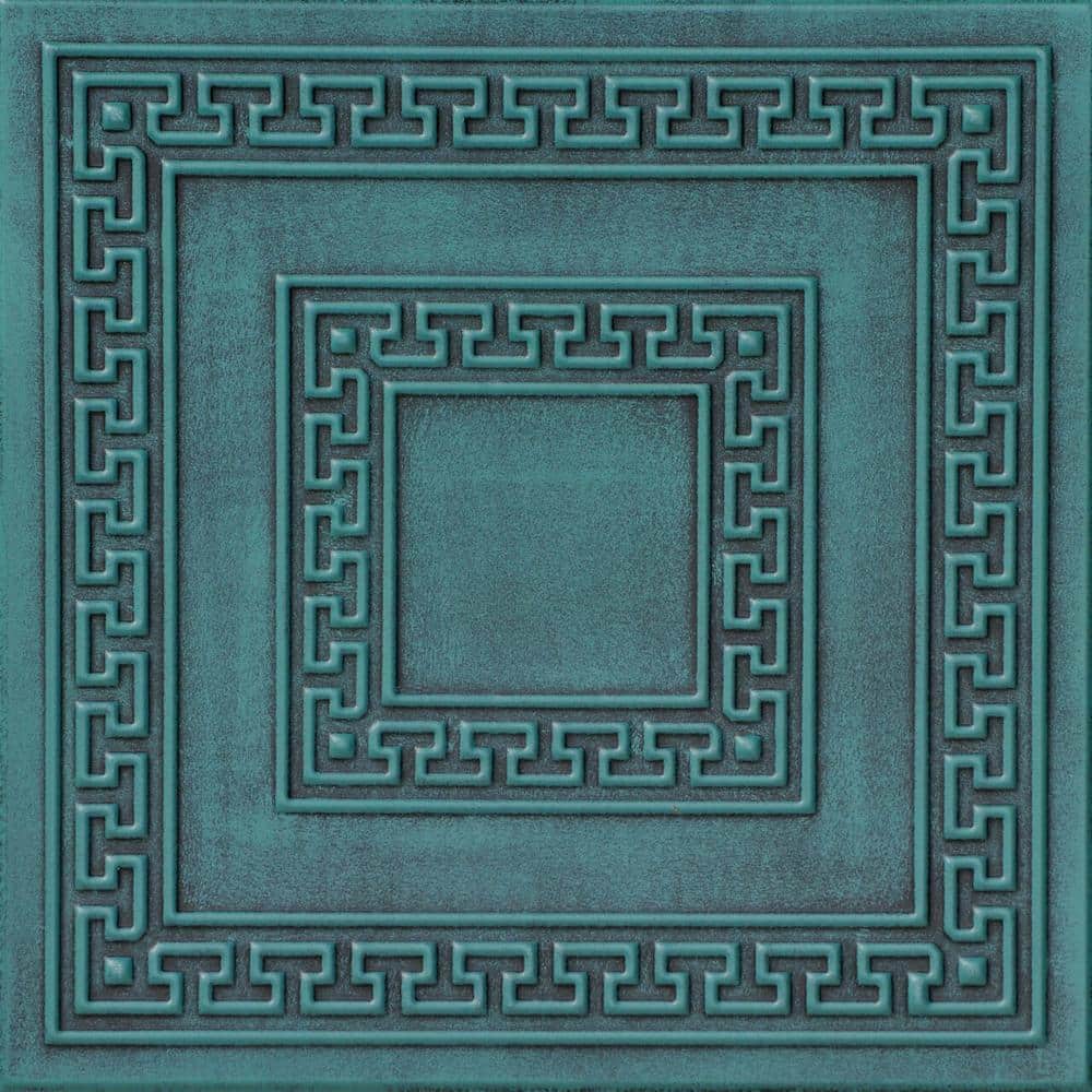 A La Maison Ceilings Greek Key Antique Green 1.6 ft. x 1.6 ft ...