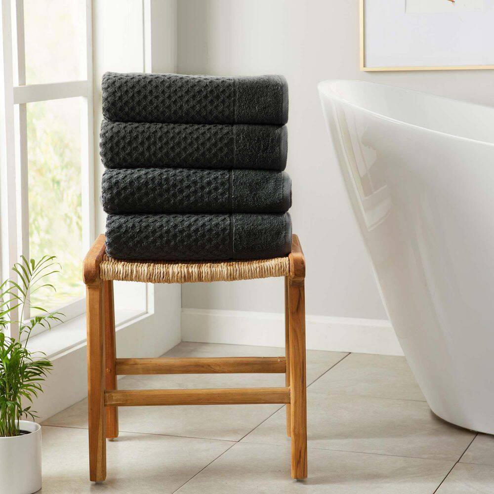 FRESHFOLDS Midnight Ultra-Soft 100% Cotton Diamond Waffle 4-Pack Bath ...