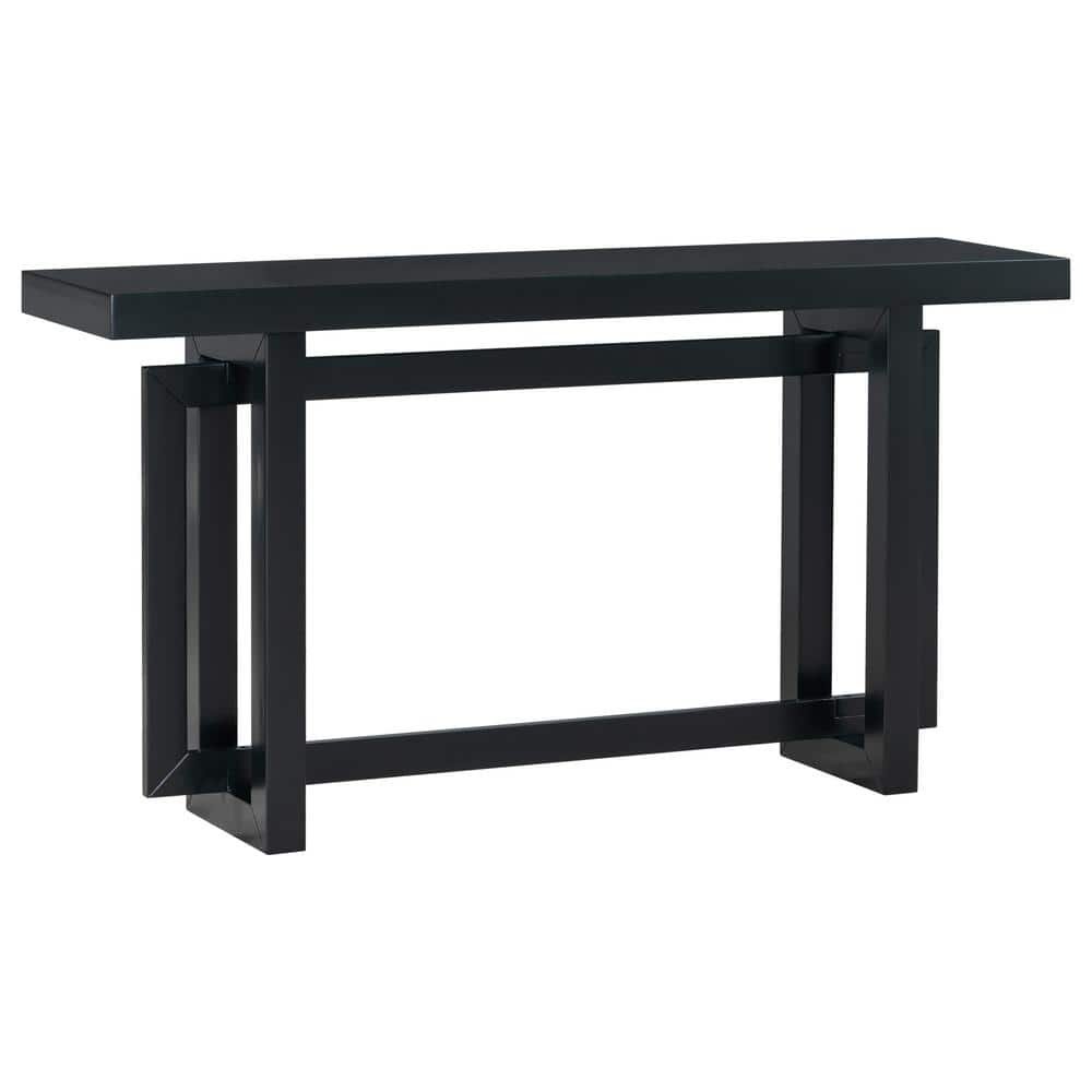 Polibi 59.10 in. Contemporary Black Rectangle Wood Console Table for ...