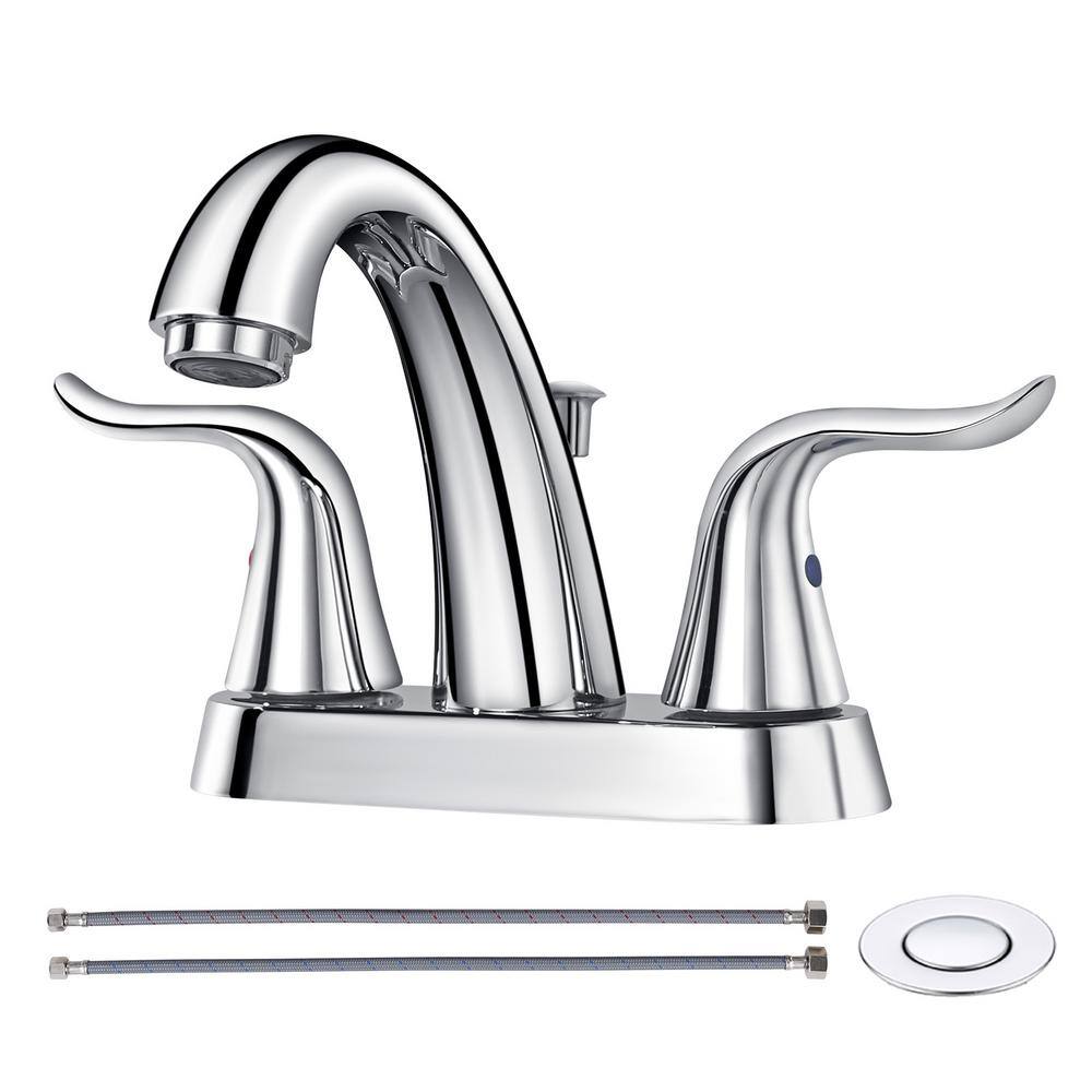 AVITAS Modern High Arc 4 in. Centerset Double Handle Bathroom Faucet ...