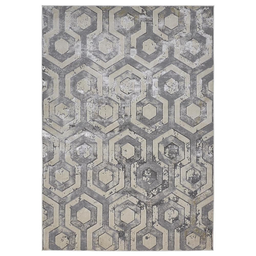 HomeRoots Gray Taupe and Silver 2 ft. x 3 ft. Abstract Area Rug ...