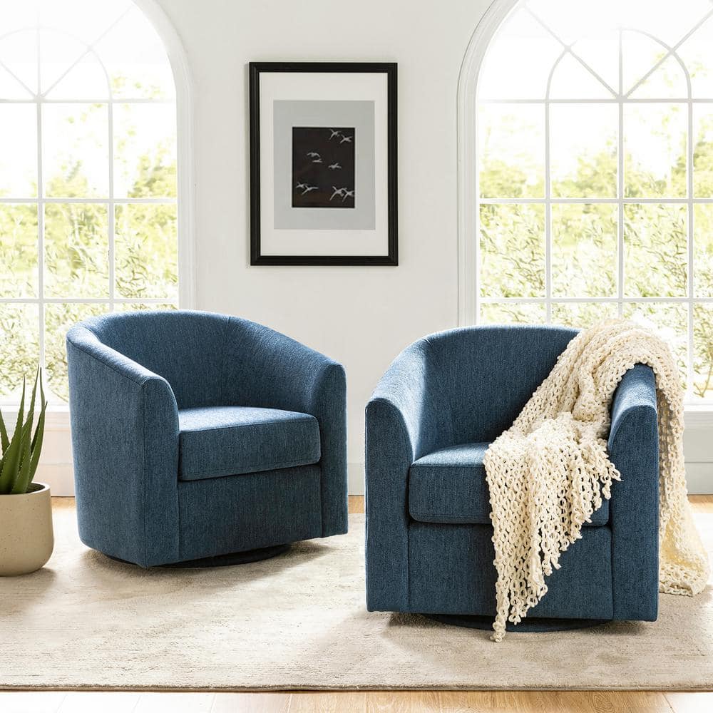 ARTFUL LIVING DESIGN Antonia Indigo Fabric Barrel Chair with Metal ...