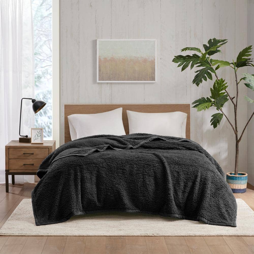 Woolrich Burlington Black Polyester Twin Blanket WR51-3913 - The Home Depot