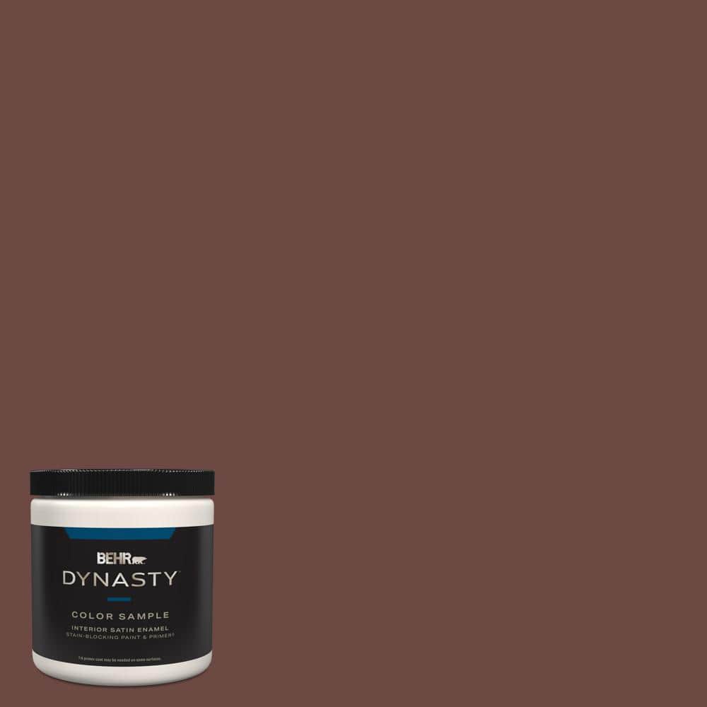 BEHR DYNASTY 8 oz. #190F-7 Mayan Red Satin Enamel Stain-Blocking ...