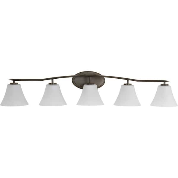 Progress Lighting Bravo Collection 5-Light Antique Bronze Etched Glass ...