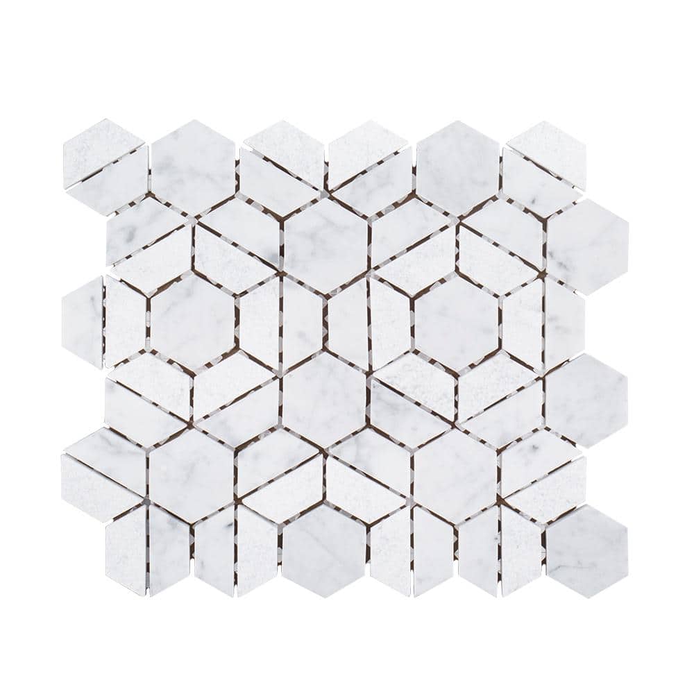 Jeff Lewis Bronson White 10.125 in. x 11.625 in. Geometric Marble Wall ...