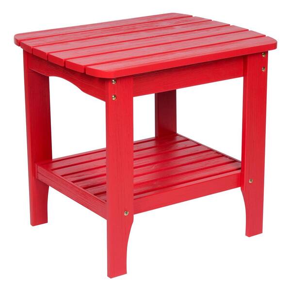 Shine Company 24 in. Long Chili Red Rectangular Wood Outdoor Side Table ...