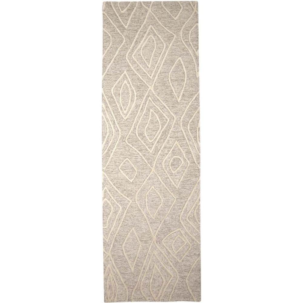 HomeRoots 2 x 8 Ivory and Tan Geometric Runner Rug 2000511872 - The ...