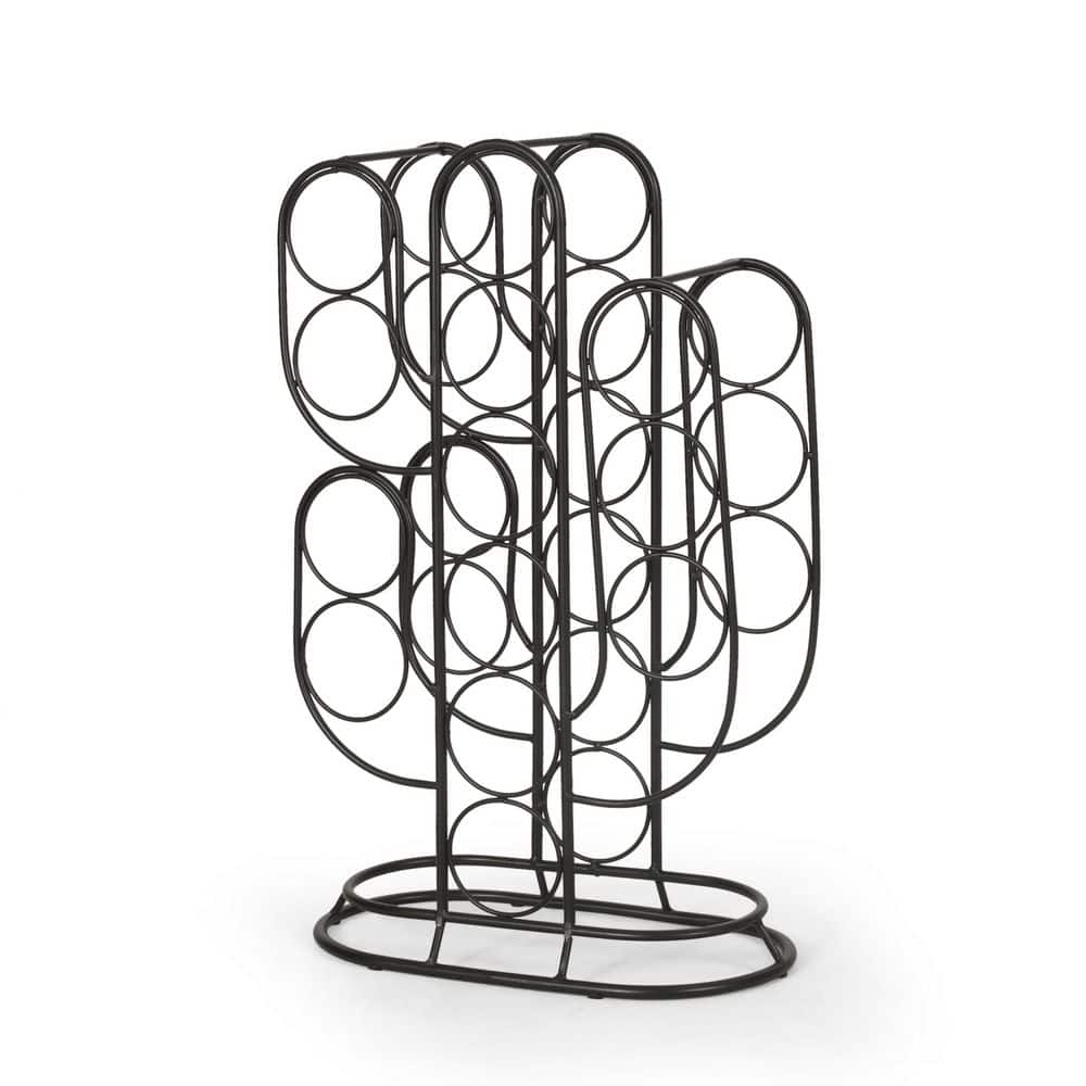 SANFANGIE 14.6 in. W 13-Bottle Black Metal Countertop Wine Rack HD-WR15 ...
