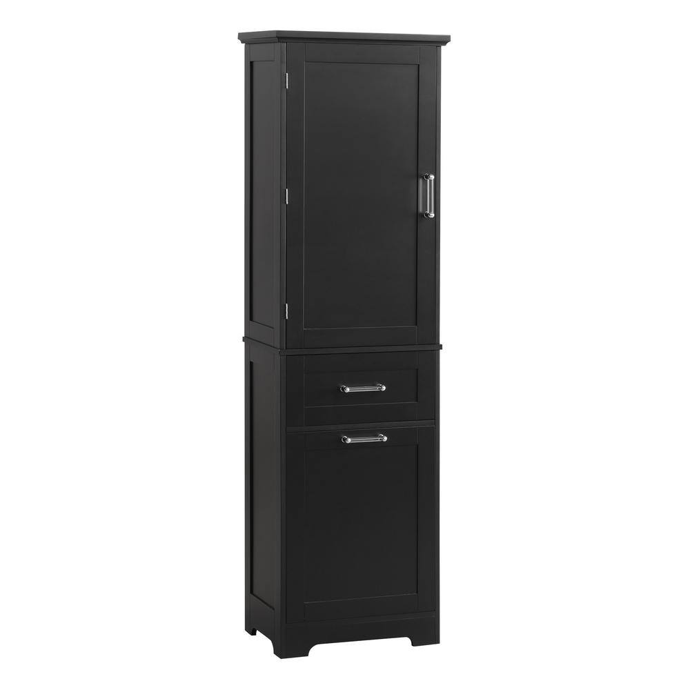 Xzkai 20 in. W x 13 in. D x 68 in. H Black Linen Cabinet with ...