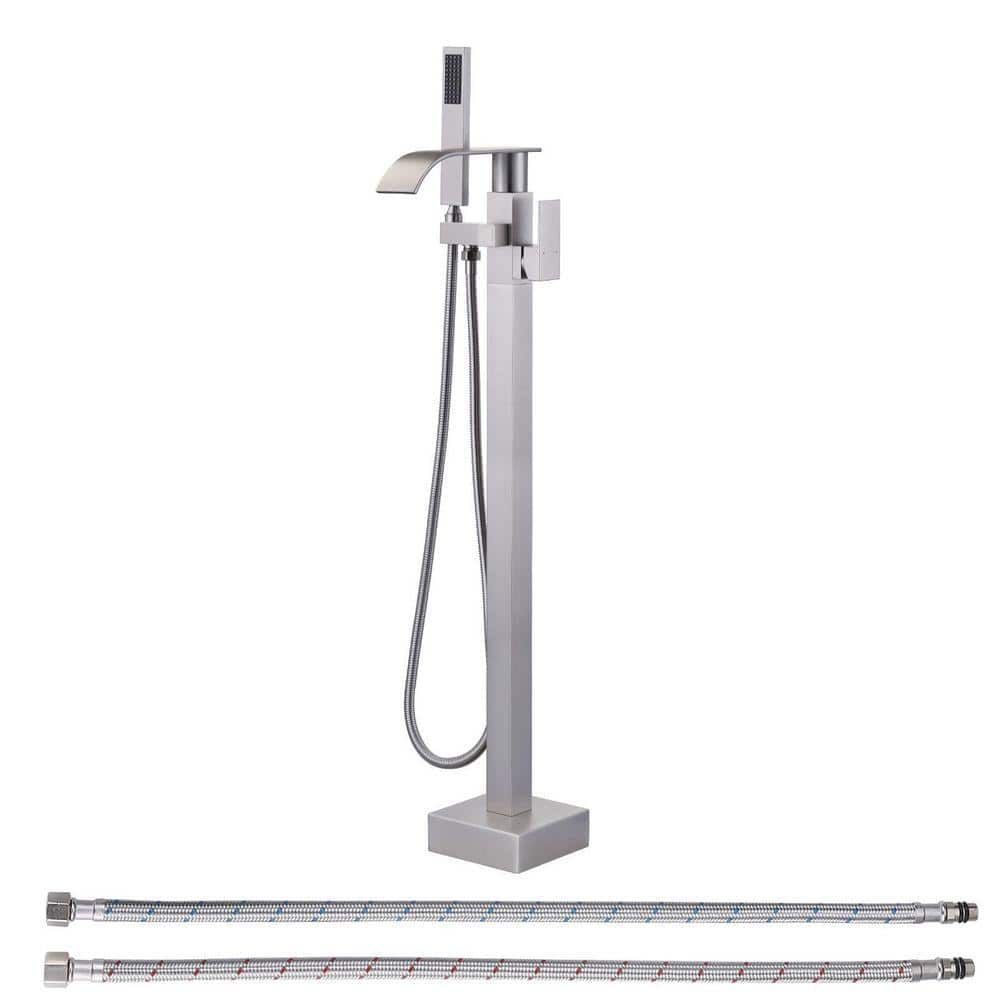 ALEASHA Modern Brass Single-Handle Waterfall Freestanding Floor Mount ...