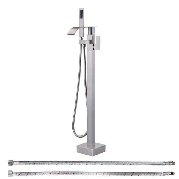 ALEASHA Modern Brass Single-Handle Waterfall Freestanding Floor Mount ...