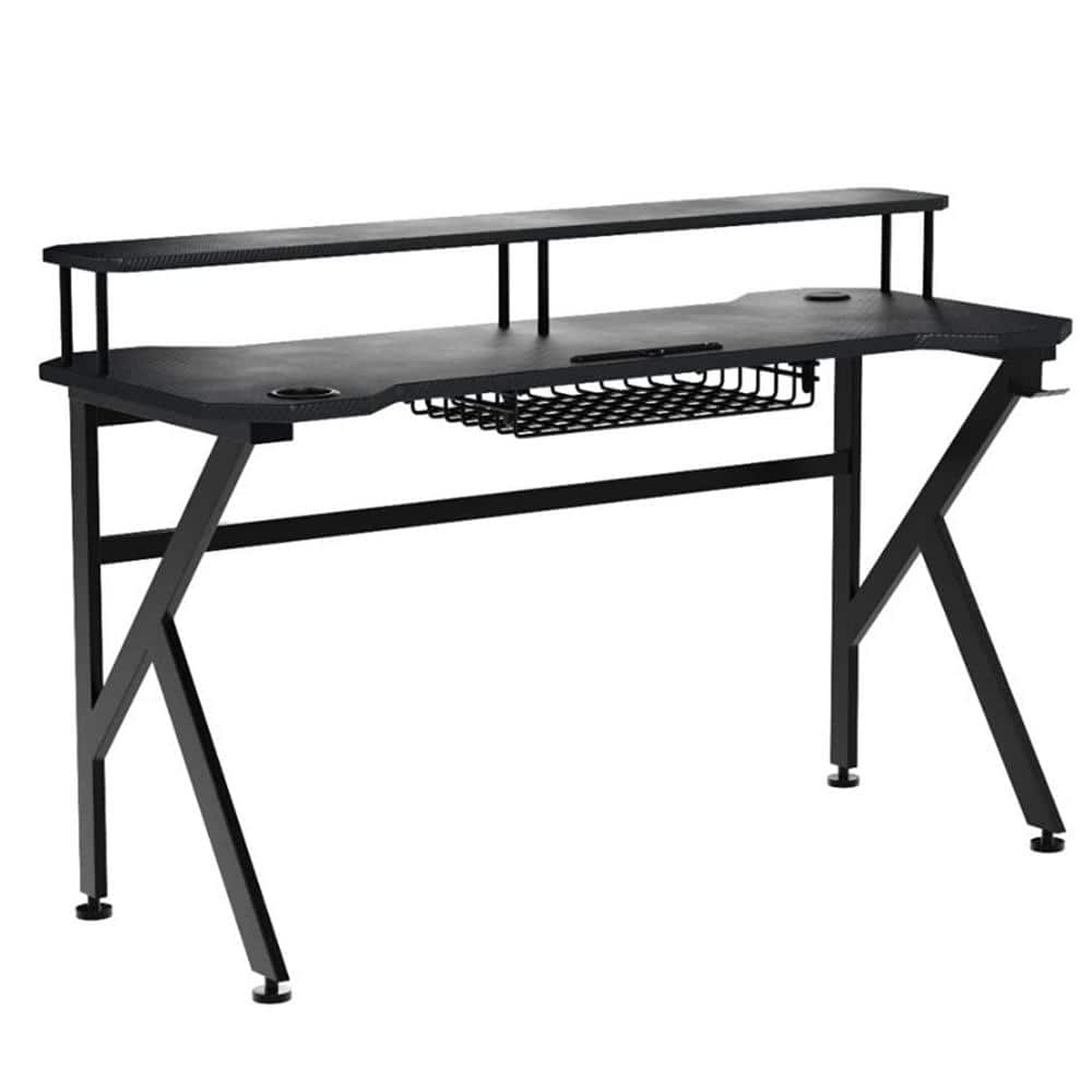 Tribesigns Cassey 55.1 in. Rectangular Black Engineered Wood Computer ...