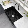 HOROW Fireclay 30 in. L x 18 in. W Black Single Bowl Farmhouse Apron ...