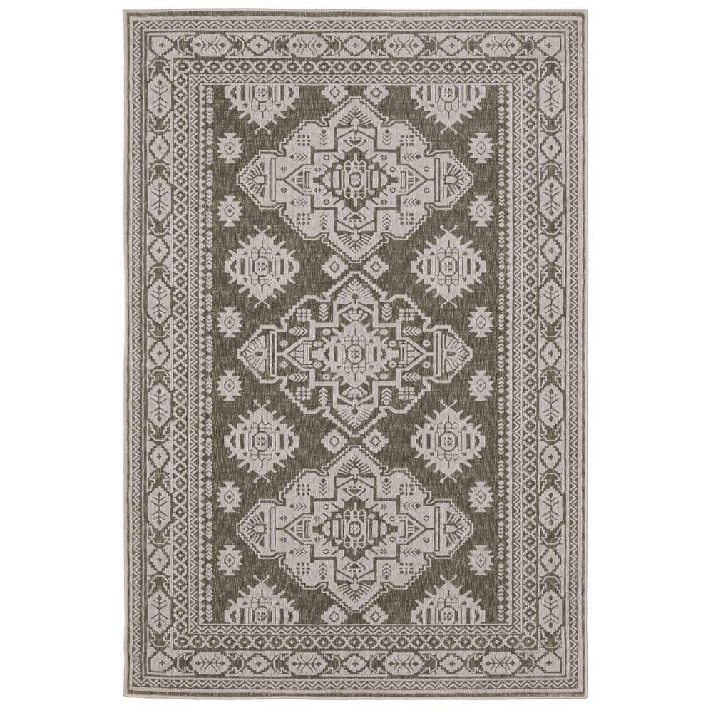 AVERLEY HOME Imperial Gray 5 ft. x 8 ft. Oriental Triple Medallion ...