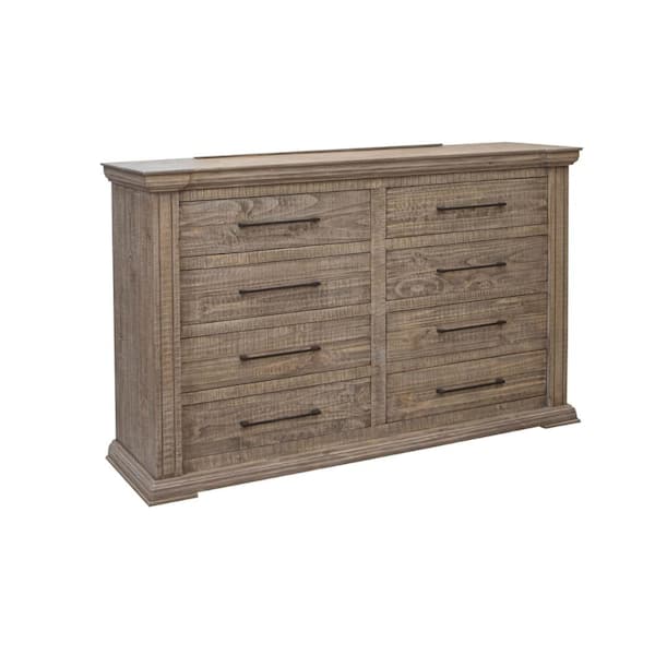 Benjara Gray and Black 8-Drawer 69 in. W Dresser Without Mirror ...