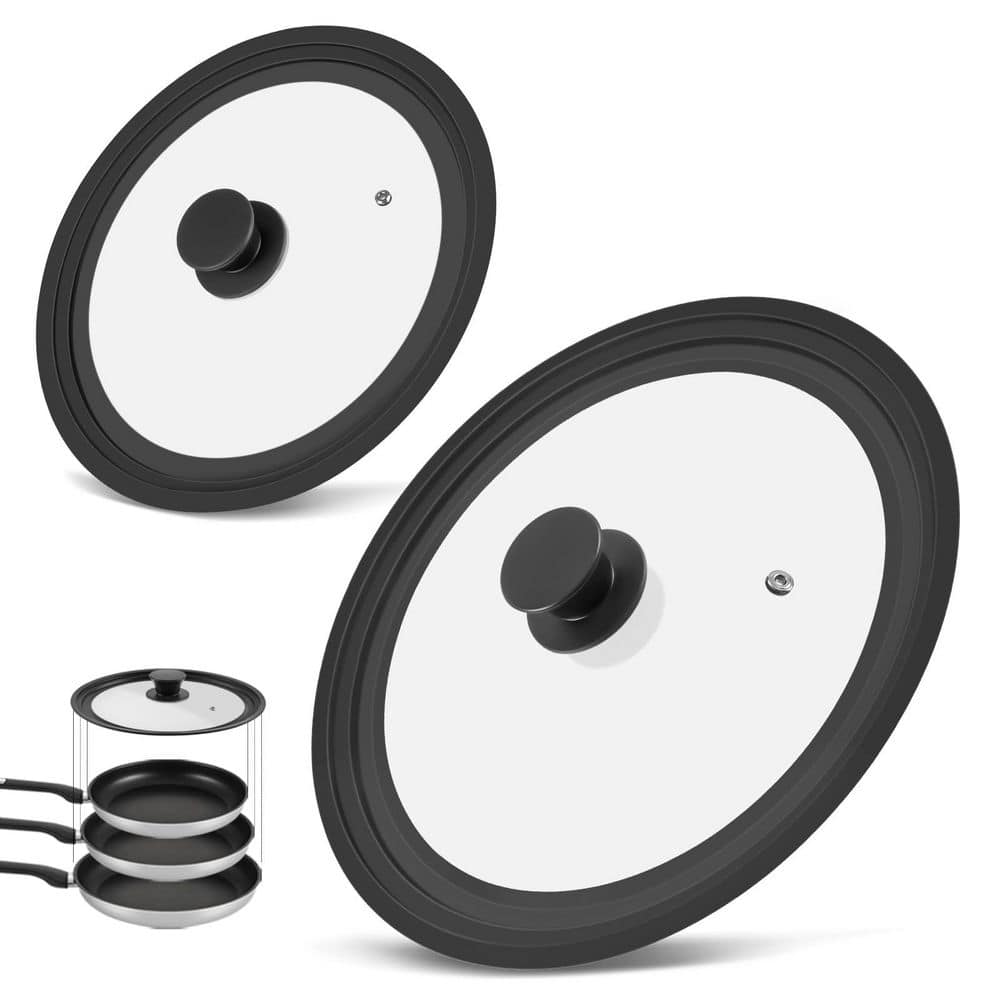 Numhew Universal Tempered Glass Pot Lid with Heat Resistant Silicone ...