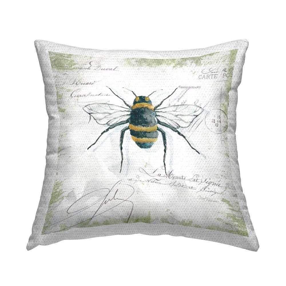 Stupell Industries Quaint Honey Bee Insect over Vintage Postal Card ...