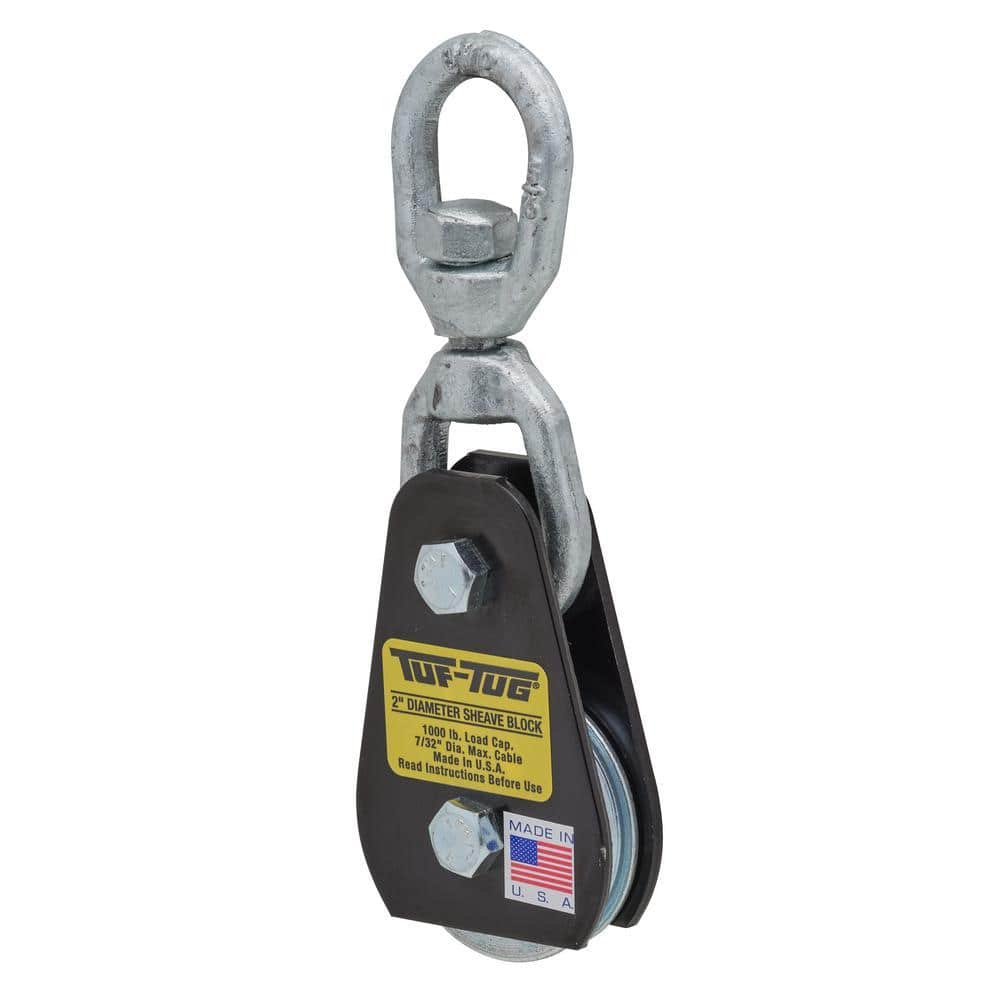 TUF-TUG 2 in. Wire Rope Block, Swivel Eye Mount, 1,000 lbs. Capacity ...