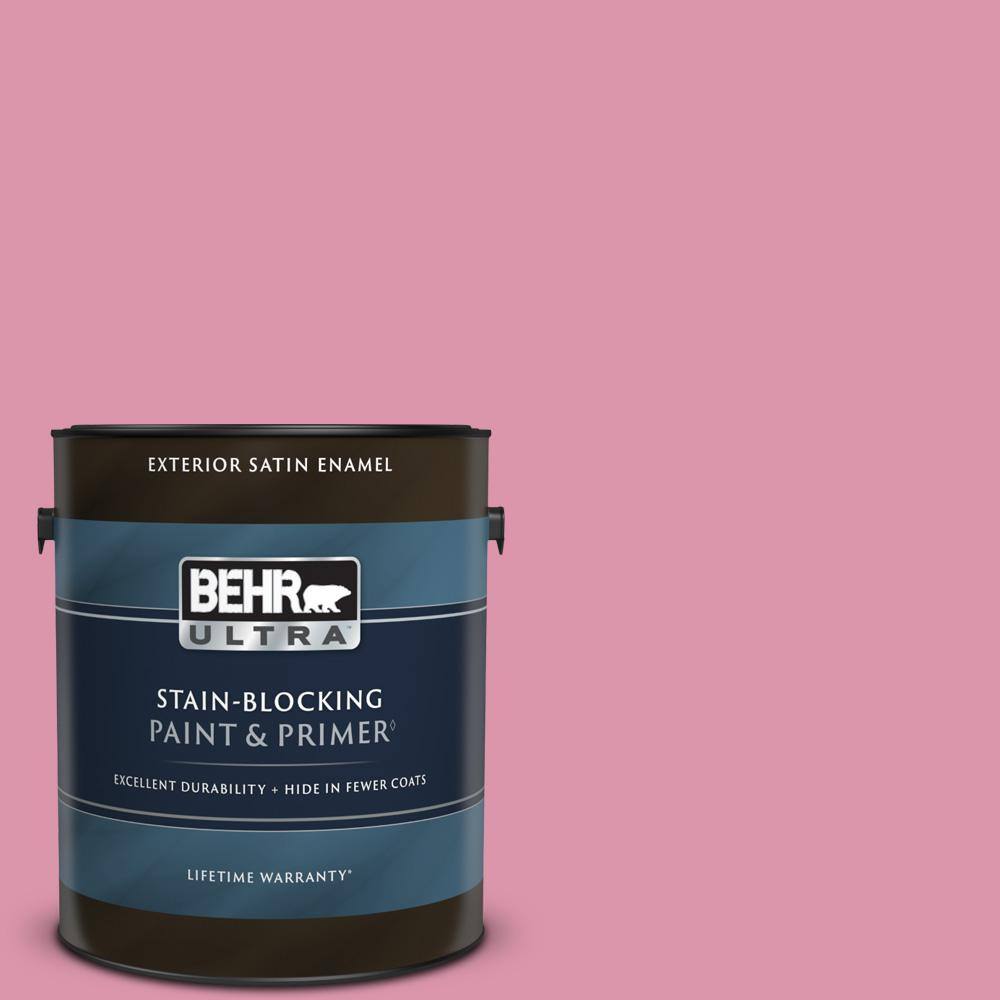 BEHR ULTRA 1 gal. #110B-4 Foxy Pink Satin Enamel Exterior Paint ...