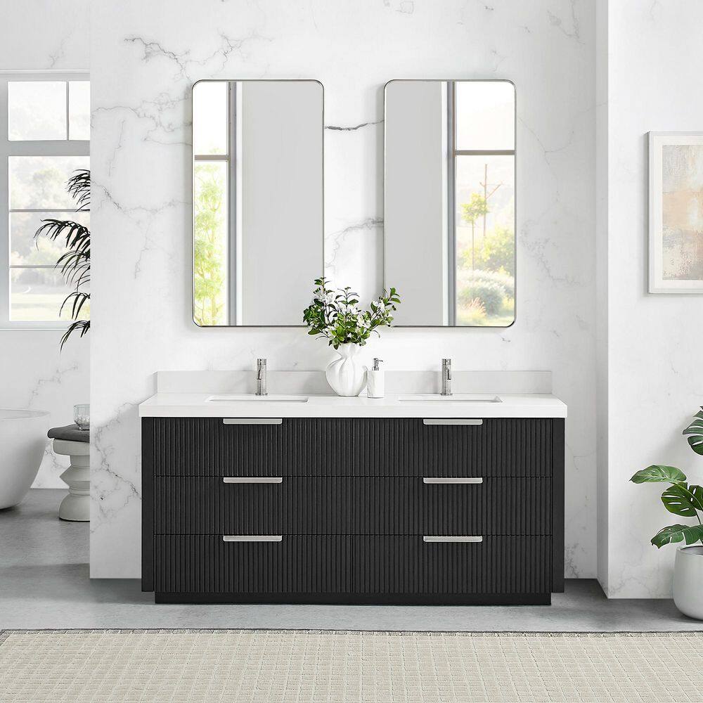 ROSWELL Santarem 72 in.W x 22 in.D x 34 in.H Double Sink Bath Vanity in ...