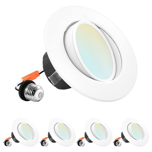 LUXRITE 4 in. Gimbal Recessed LED Can Lights 5 Color Options Dimmable ...