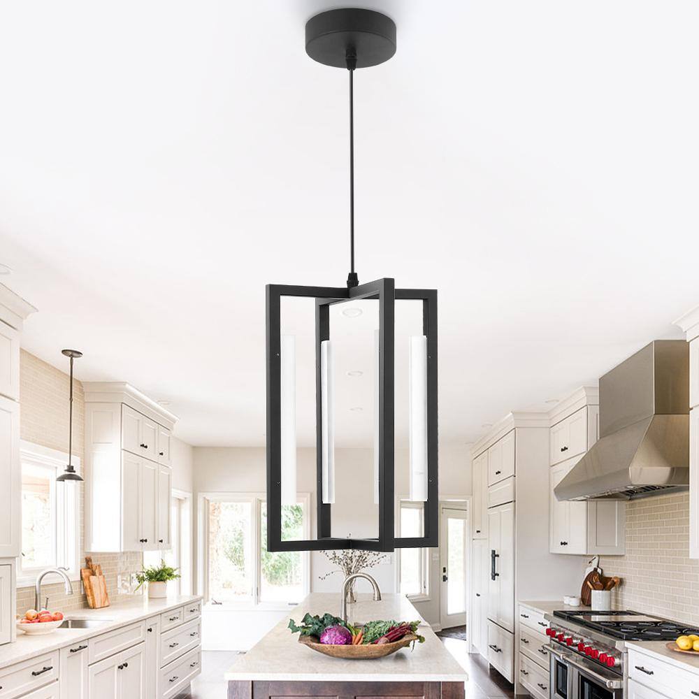 Deyidn Modern 4-Light Height adjustable Integrated LED Black Caged ...