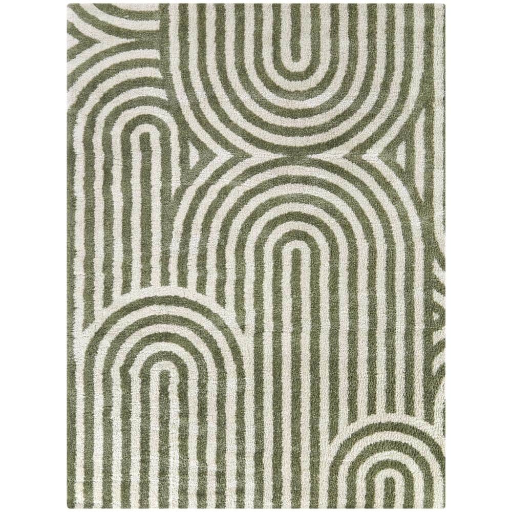 BALTA Gerhard Green 5 ft. x 7 ft. Stripe Area Rug 3122579 - The Home Depot