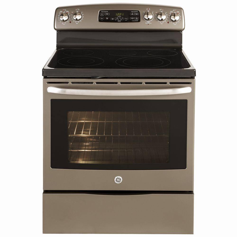 GE 5.3 cu. ft. Electric Range with Self-Cleaning Oven in Slate ...