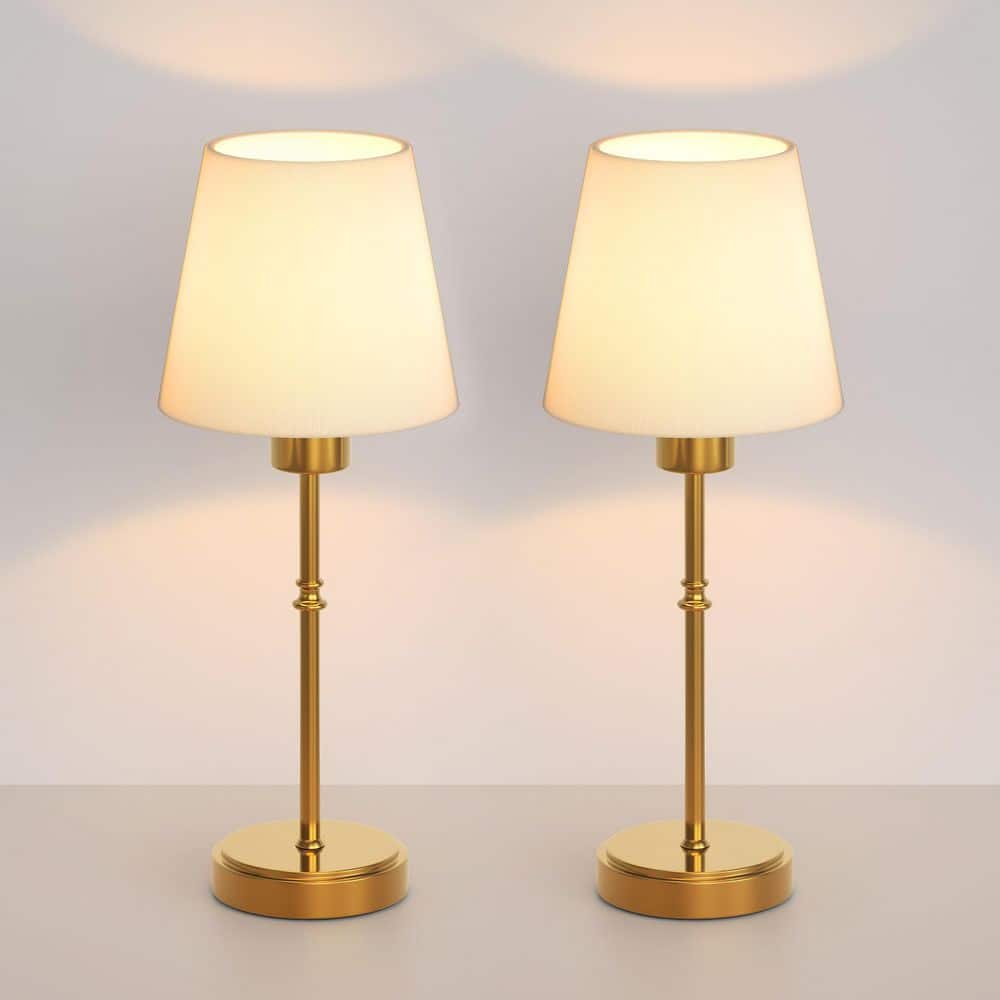 YANSUN 7 in. Gold LED Table Lamp, Stepless Dimmable Bedside Light with ...