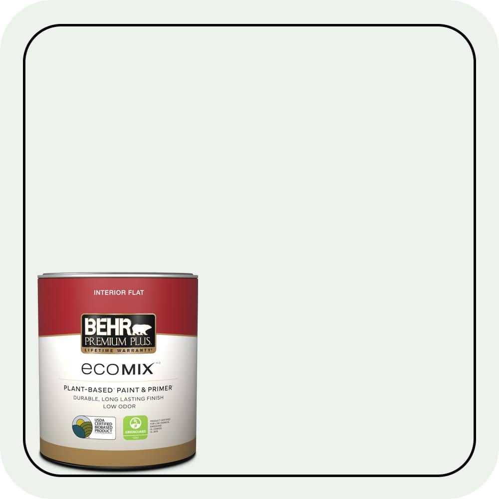 BEHR PREMIUM PLUS 1 qt. #W-D-500 Cascade White Flat EcoMix Plant-Based ...