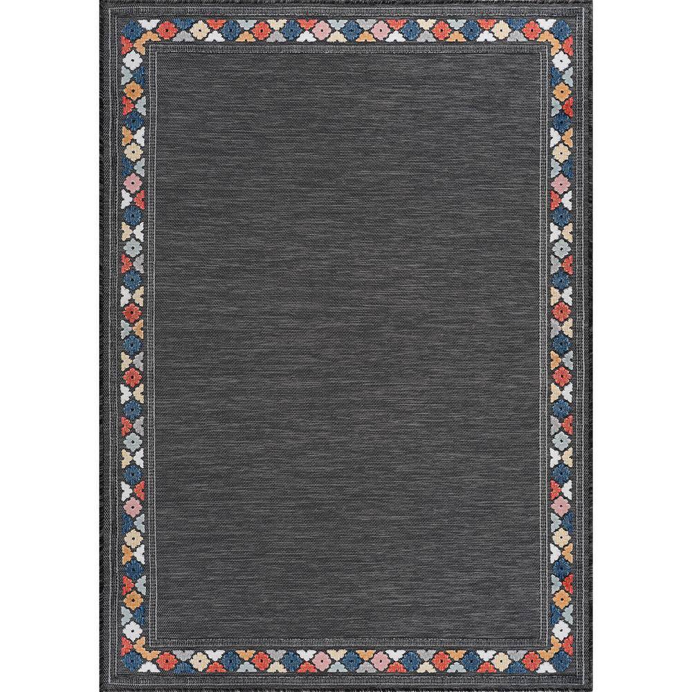 CAMILSON Lara Dark Grey 10 ft. x 14 ft. Bordered Stylish Indoor Outdoor ...