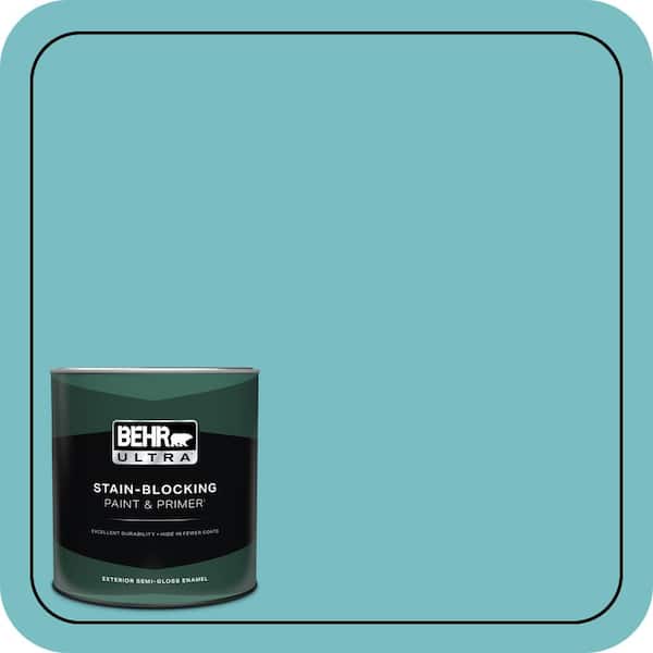 BEHR ULTRA 1 qt. #M460-4 Pure Turquoise Semi-Gloss Enamel Exterior ...