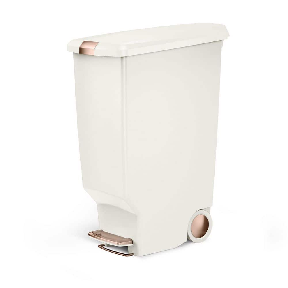 simplehuman 10.6 Gal. / 40L Slim Step Kitchen Trash Can, Cream Plastic ...