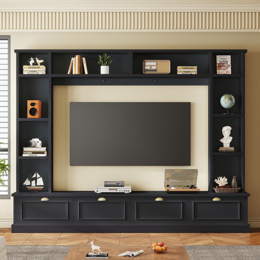 Magic Home 104.2 in. Black MDF Fits TV's up to 78 in.Entertainment ...