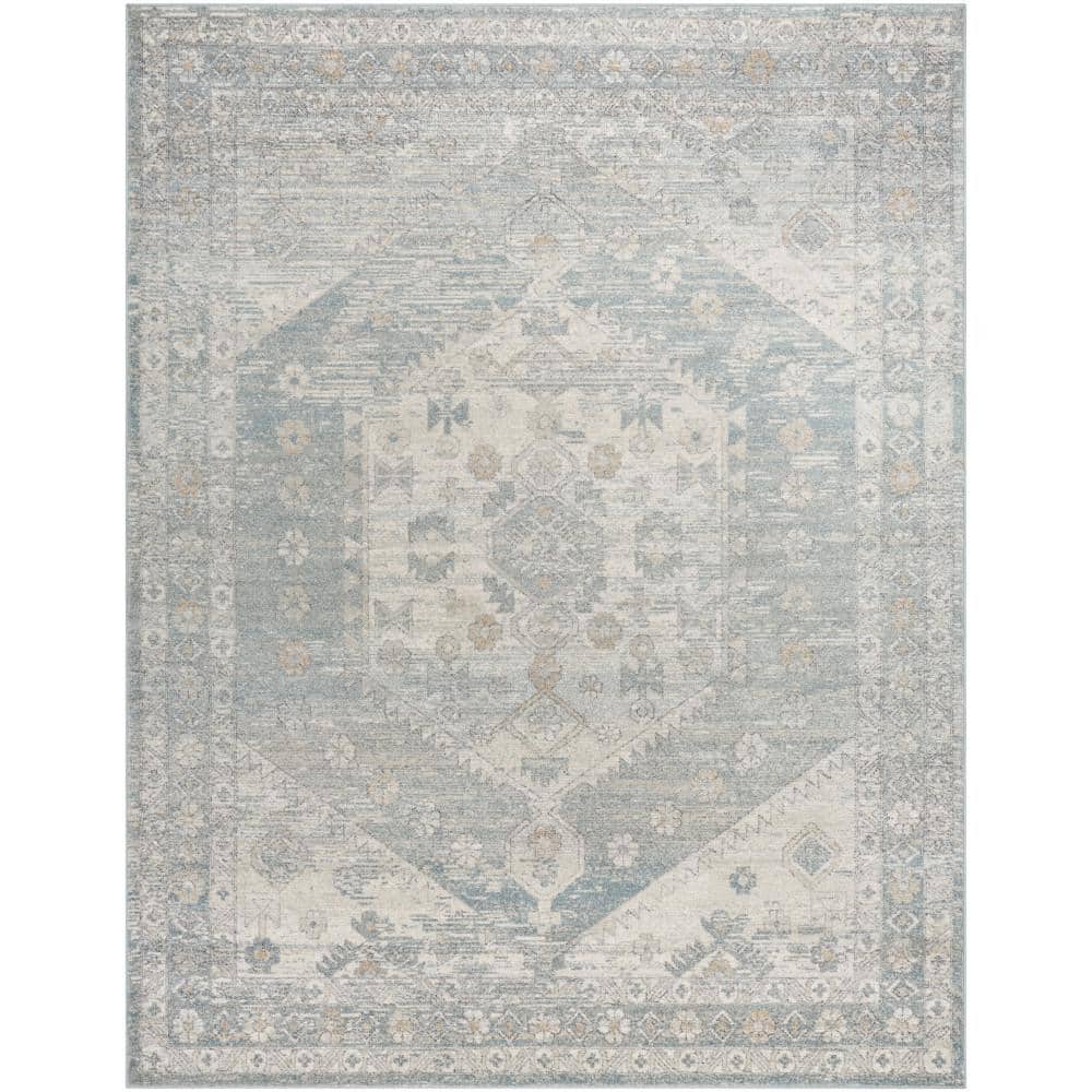 Livabliss Alpharetta Blue/Gray Medallion 9 ft. x 12 ft. Indoor Area Rug ...
