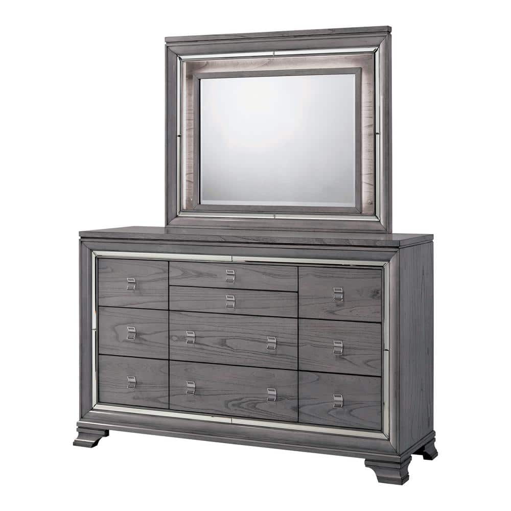 Furniture of America 2-Pieces Tannon Light Gray 10-Drawer 66 in ...