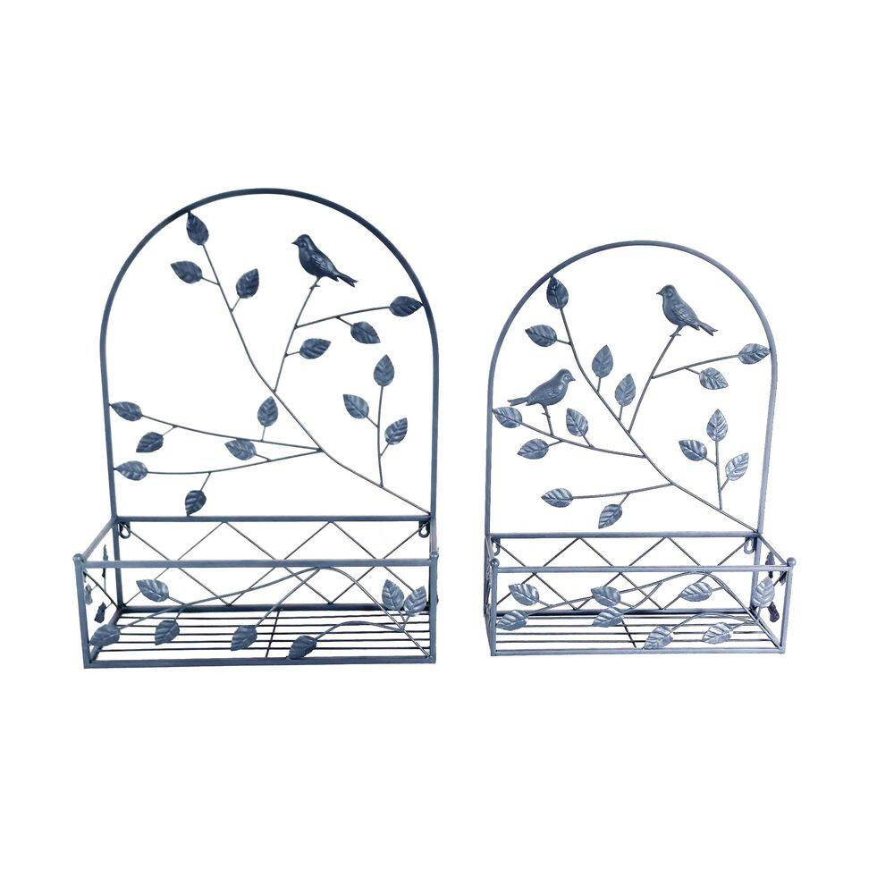 HI-LINE GIFT LTD Gray Metal Hanging Plant Holder 2-Piece Set Outdoor ...