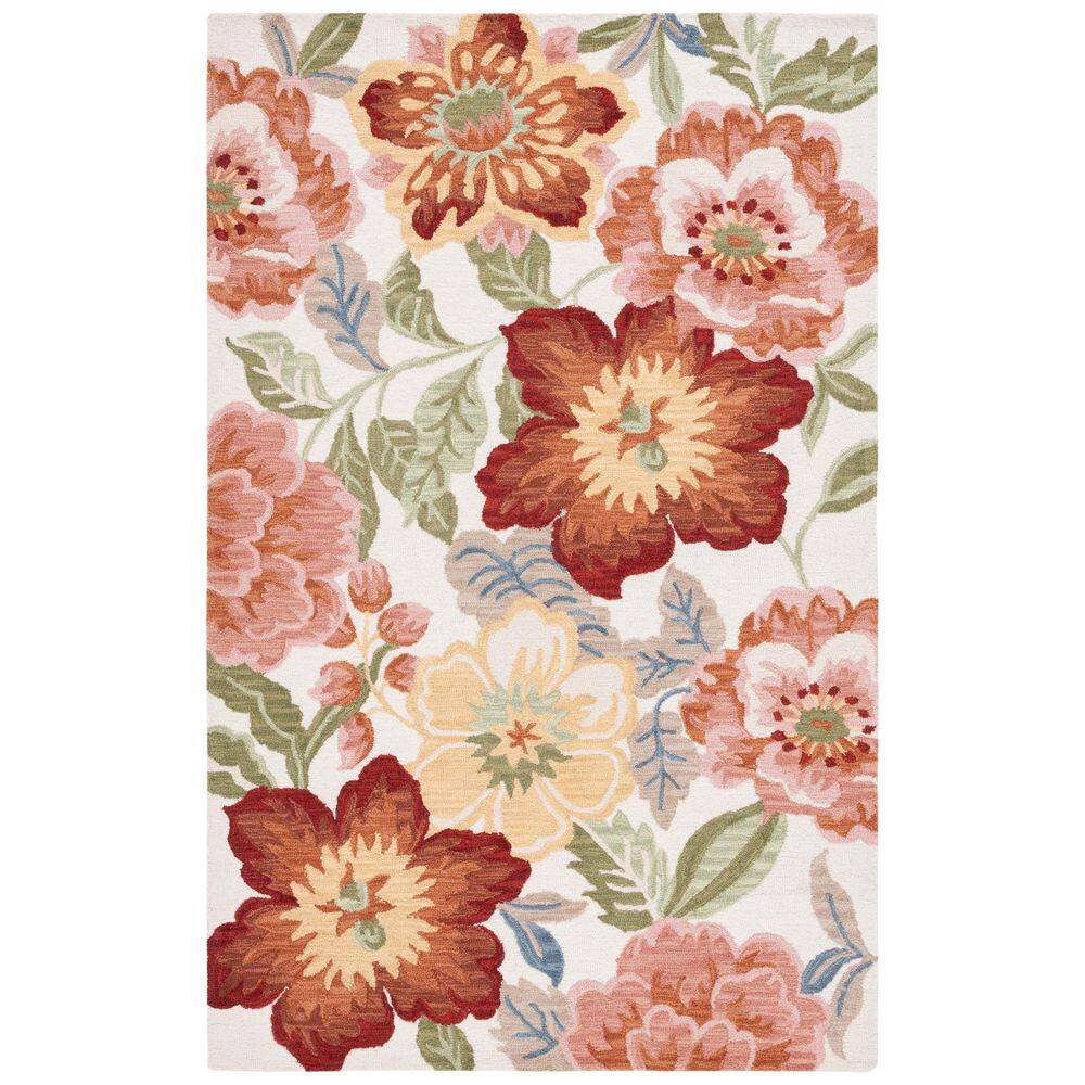 SAFAVIEH Chelsea 4 ft. x 6 ft. Ivory/Pink Modern Floral Area Rug HK225A ...