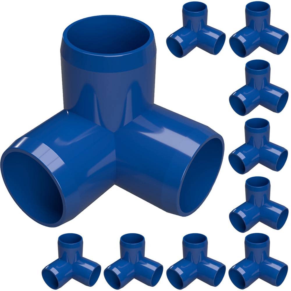 Formufit 1/2 in. Furniture Grade PVC 3-Way Elbow in Blue (10-Pack ...