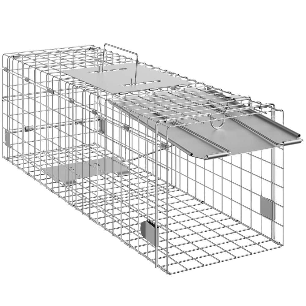 SKYSHALO Live Animal Cage Trap, 24 x 8 x 8 in., Folding Animal Trap ...