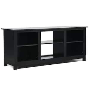 Costway Black 2-Tier TV Stand 58 in. Entertainment Media Console Center ...