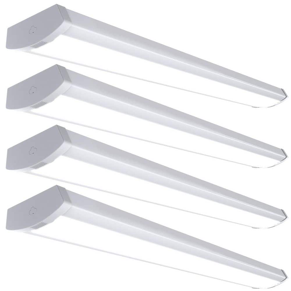 BIBIVIS 4-Pack 4 ft. 60-Watt LED White Shop Light, Linkable LED Ceiling ...