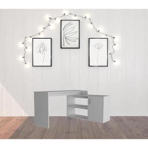 HomeRoots 59.6 in. L Shaped Gray Engineered Wood 0 Drawer Computer Desks 2000477841 The Home Depot